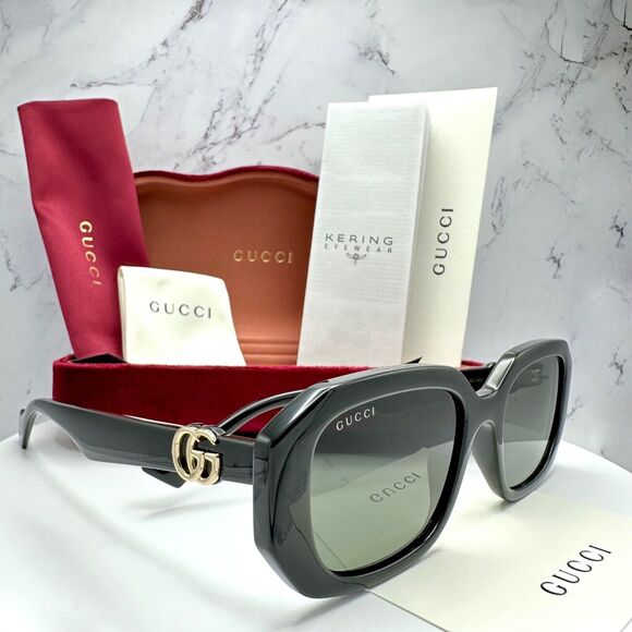 Gucci | Accessories | New Gucci Sunglasses Black Rectangular Square ...